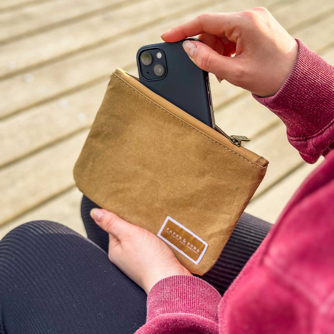 Kraft Paper Travel Bag in Black or Beige | Paper & Sons